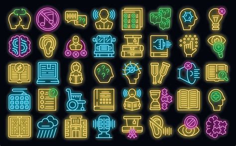 Learning Disability Icons Set Vector Neon 13563576 Vector Art At Vecteezy