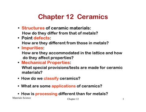 Lecture Slides On Ceramics Materials Science Mece 3345 Docsity