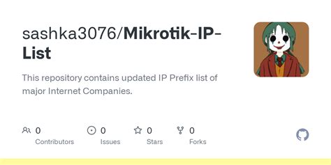 GitHub Sashka Mikrotik IP List This Repository Contains Updated IP Prefix List Of Major