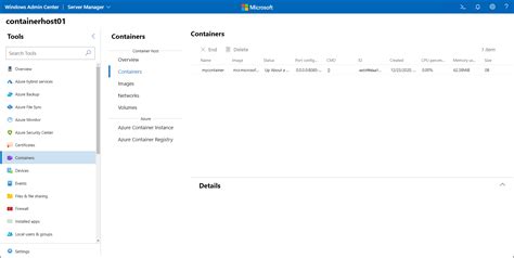 在 Windows Admin Center 上运行容器 Microsoft Learn
