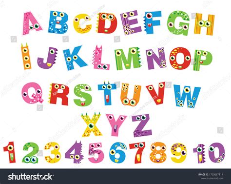 귀여운 몬스터 Abc 알파벳과 숫자 1 10 스톡 벡터로열티 프리 1703667814 Shutterstock