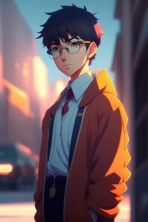 Lexica A Nerdy Anime Boy Is Problem Solving Alone Thinking About