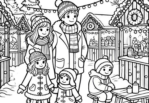 Децата ядат коледен подсладок през Адвент рисунка за оцветяване