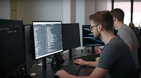 Premium Photo Generative Ai And A Team Of Programmers Debating Methods While Seeing Codefilled