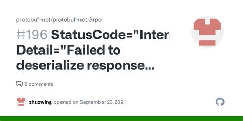 Statuscodeinternal Detailfailed To Deserialize Response Message
