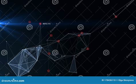 Geometric Abstract Composition With Dots Lines Triangles Depth Of Field And Random Numbers