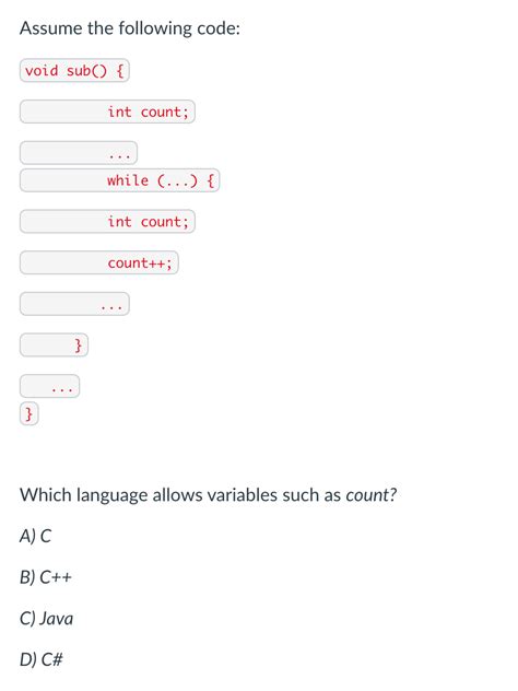 Solved Assume The Following Code 3 Which Language Allows