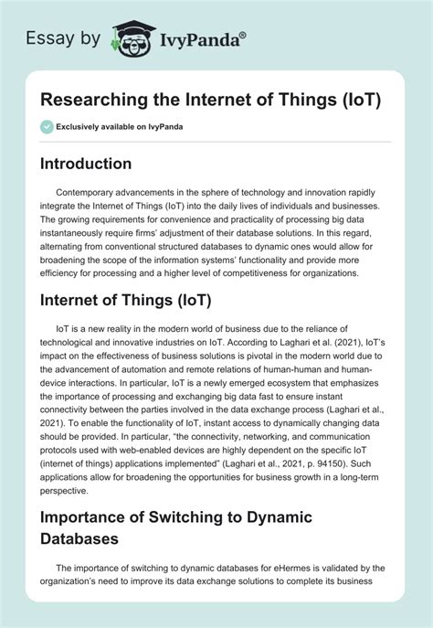 Researching The Internet Of Things IoT Words Essay Example