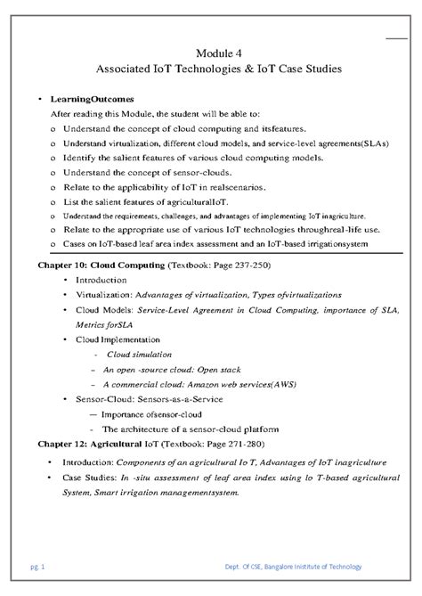 Module 4 Iot Notes Eawsrdtfyguhjizrweetyfugihjl Pg 1 Dept Of Cse Bangalore Inistitute Of