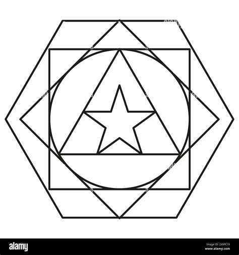 Geometric Star Design Abstract Outline Shapes Symmetrical Vector Art
