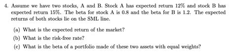 solved assume we have two stocks a and b ﻿stock a has