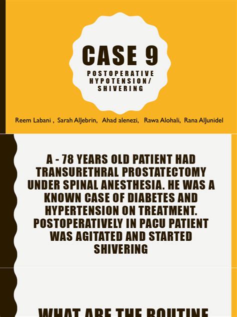 Case 9 Postoperative Hypotension Shivering Download Free Pdf