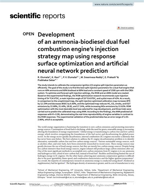 Pdf Development Of An Ammonia Biodiesel Dual Fuel Combustion Engines