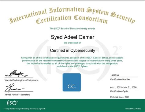 Syed Adeel Qamar On Linkedin Isc2 Ccsp Cybersecurity Cc Informationsecurity Isc2 25