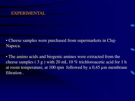 Ppt Comparative Analysis Of Biogenic Amines And Free Amino Acids In Romanian Cheeses