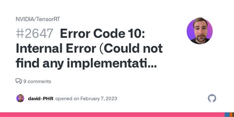 Error Code 10 Internal Error Could Not Find Any Implementation For