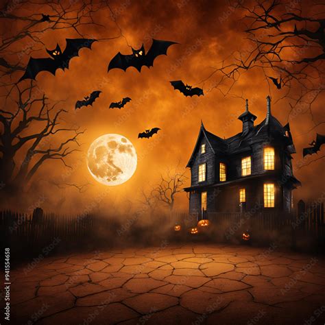 할로윈 박쥐가 날아다니는 배경 Stock Illustration Adobe Stock