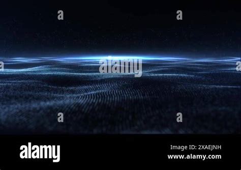 Digital Particle Waves Emit Light And Flow Of Data Points Big Data Visualization Futuristic Or