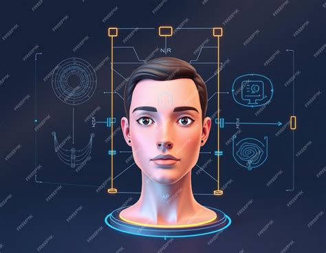 3d Face Recognition Set Biometric Id Facial Scanning And Cyber Security Concepts Premium Ai