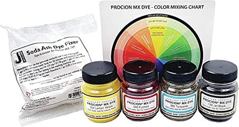 Jacquard Procion Mx Dye 4 Color Set With Soda Ash And Color Mixing Chart Lemon Yellow