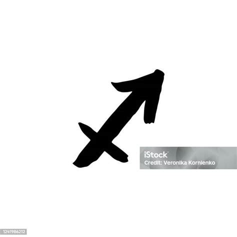 궁수 자리 조디악 기호 아이콘입니다 브러시 고립 된 기호 별자리 그리기 점성술 스티커 디자인입니다 벡터 Eps 10 검은색에 대한 스톡 벡터 아트 및 기타 이미지 Istock