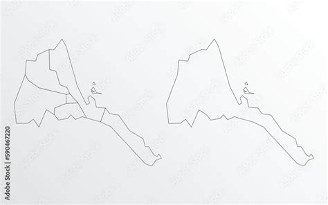 Black Outline Vector Map Of Eritrea With Regions Stock Vector Adobe Stock