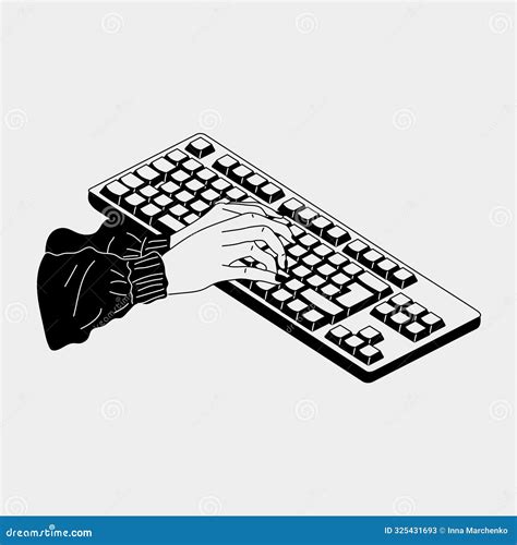 Black And White Female Hands Working On Keyboard Stock Vector Illustration Of Digital