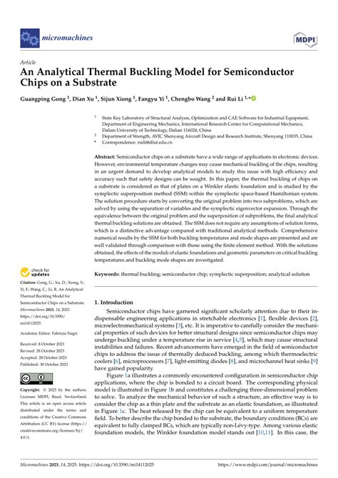 Pdf An Analytical Thermal Buckling Model For Semiconductor Chips On A