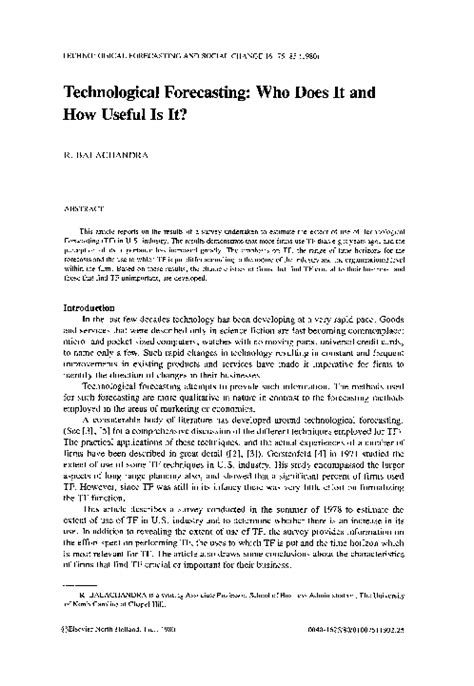 Pdf Technological Forecasting Who Does It And How Useful Is It