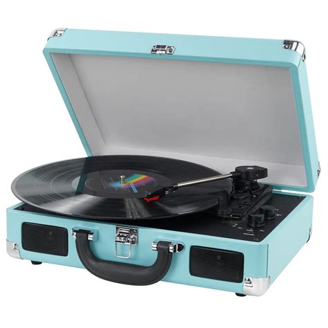 Vinyl Record Player Wireless Turntable Bluetooth Speed Portable Vintage Suitcase With Built In