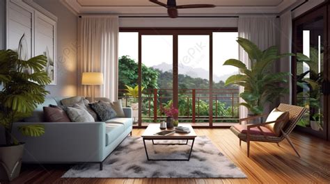 아늑한 거실과 발코니에서 멋진 3d 렌더링에 푹 빠져보세요 거실 배경 흰색 거실 배경 거실 가구 배경 이미지 Hd 거실 흰색 거실 거실 가구 배경 사진 무료