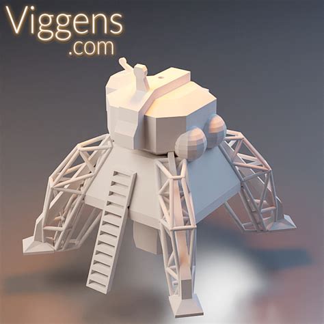 3d Printable Moon Spacecraft Christmas Ornament Pendant Decor 07b By Wojciech Pachocki