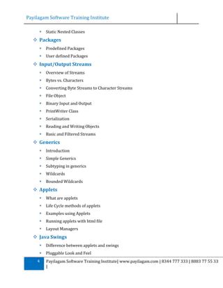 Java Training In Chennai Payilagam Syllabus Pdf