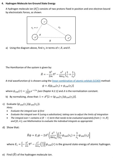 Hydrogen Molecule Ion Ground State Energya Hydrogen