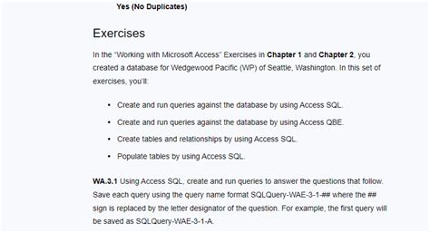 Solved Exercises In The Working With Microsoft Access