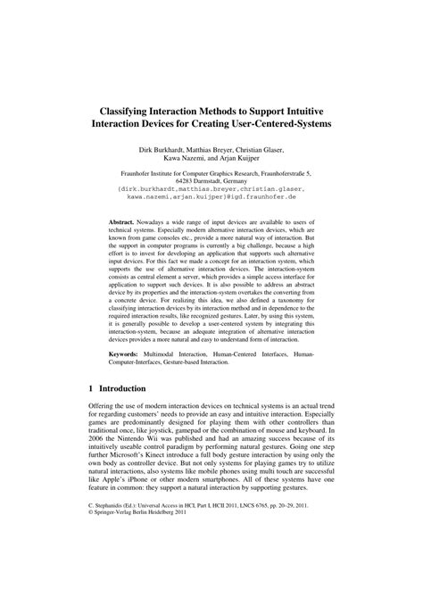 Pdf Classifying Interaction Methods To Support Intuitive Interaction