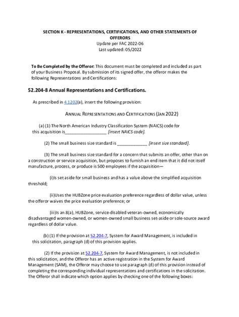 Fillable Online Oamp Od Nih 52 204 8 Annual Representations And Certifications Oamp Fax Email