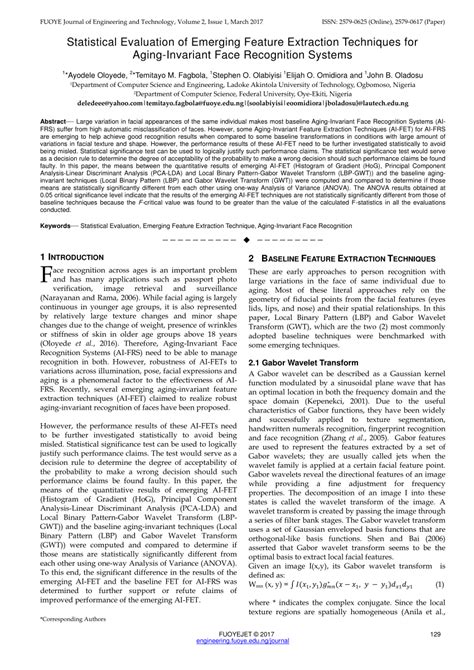 Pdf Statistical Evaluation Of Emerging Feature Extraction Techniques For Aging Invariant Face