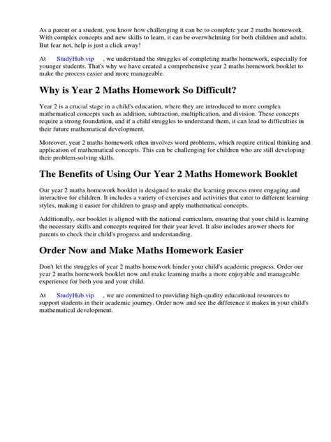 Year 2 Maths Homework Booklet Pdf Worksheet Mathematics