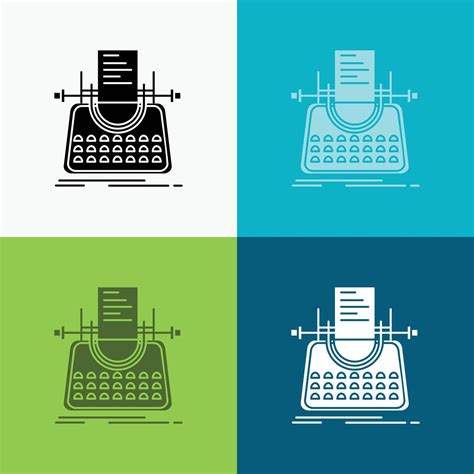 Article Blog Story Typewriter Writer Icon Over Various Background Glyph Style Design