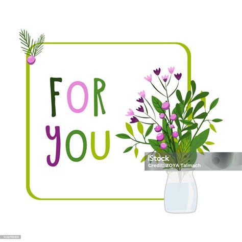 엽서 벡터 꽃 장식 디자인 꽃 식물 내부 및 비문이있는 귀여운 봉투 봄 꽃다발 연애 편지의 플랫 벡터 일러스트레이션 로맨틱