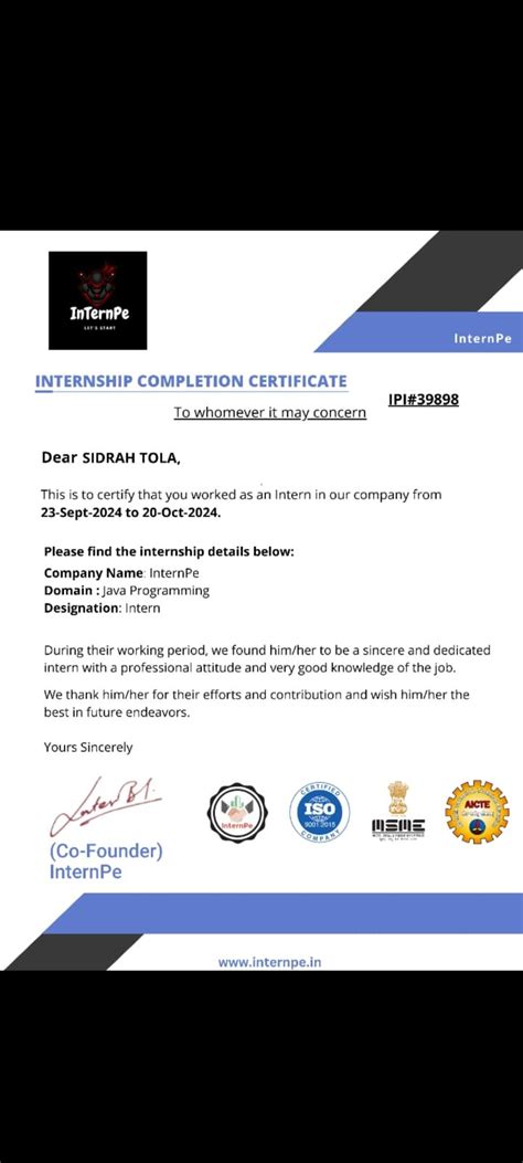 Javaprogramming Internship Professionaldevelopment Learningjourney