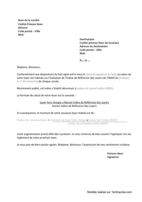 Lettre Daugmentation De Loyer Type Neoimmob