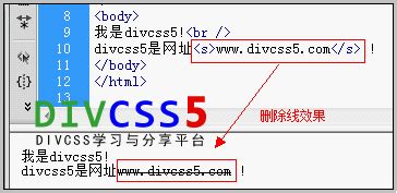 html 删除线标签元素 DIVCSS5