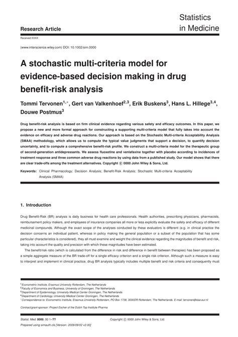 Pdf A Stochastic Multicriteria Model For Evidence Based Decision
