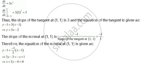 Find The Equations Of The Tangent And Normal To The Given Curves At The Indicated Points Y X