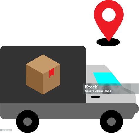 화물 선적 반 벡터 색상 아이콘 디자인 물류 및 운송 트럭지도 핑 개념 흰색 배경에 코로나 바이러스 비접촉식 패키지 배달 기호 터치리스 식료품 배달 표지판 지도에 대한 스톡