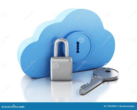 3d Cloud With Padlock And Key Stock Illustration Illustration Of Networking Password 71054926