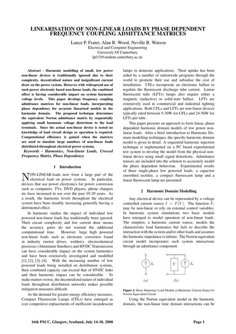 Pdf Linearisation Of Non Linear Loads By Phase Dependent Frequency