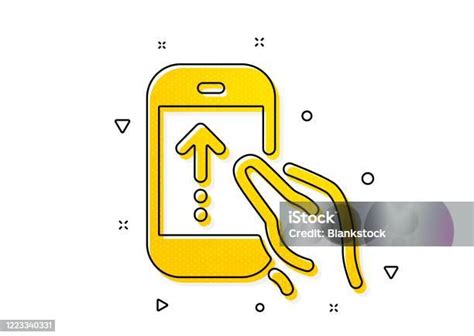 전화 아이콘을 위로 스 와이프합니다 스크롤 화살표 기호입니다 방문 페이지 스크롤 벡터 0명에 대한 스톡 벡터 아트 및 기타 이미지 0명 고급 노랑 Istock